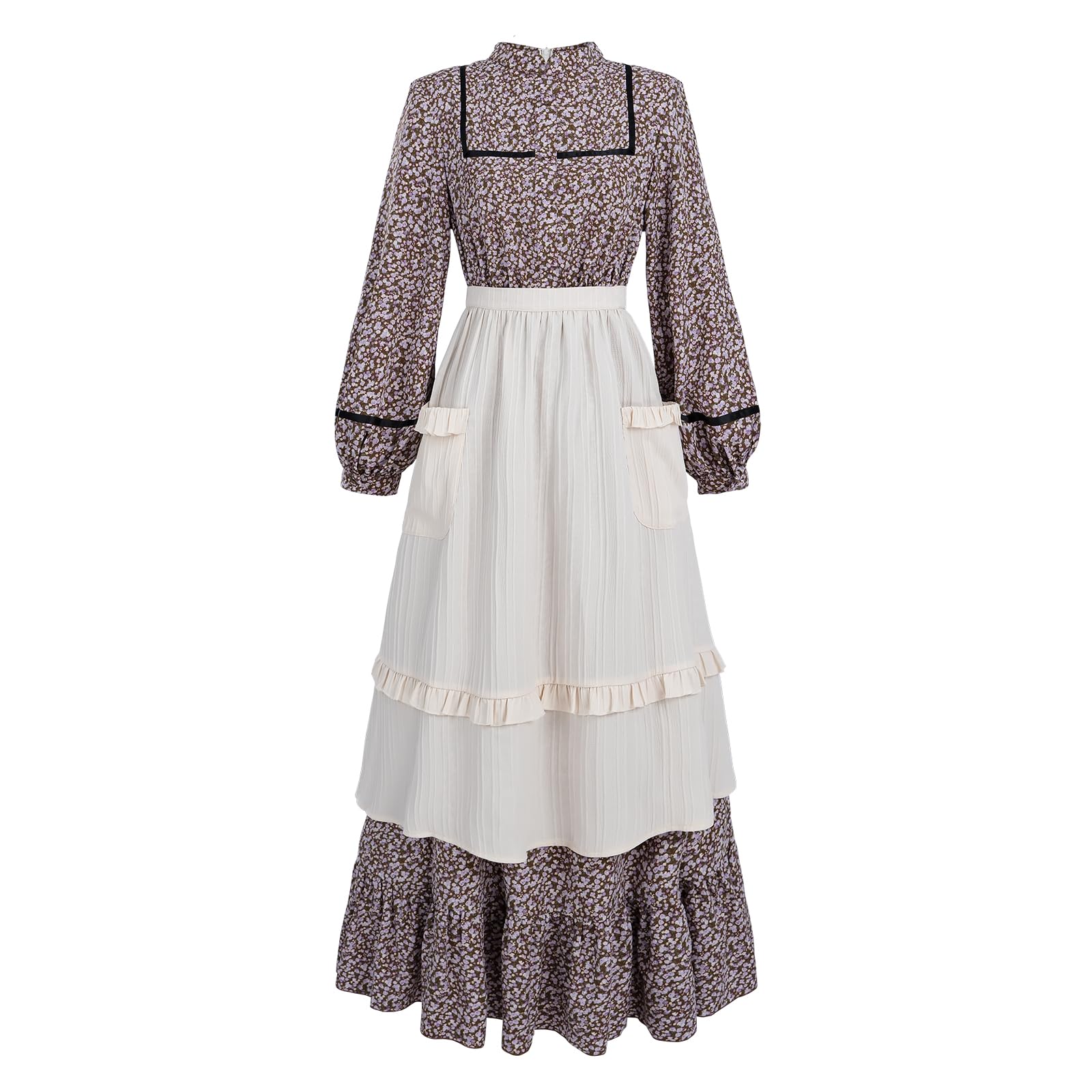 Amazon.com: LTAKK Colonial Dress Women Prairie Pioneer Dresses Floral ...