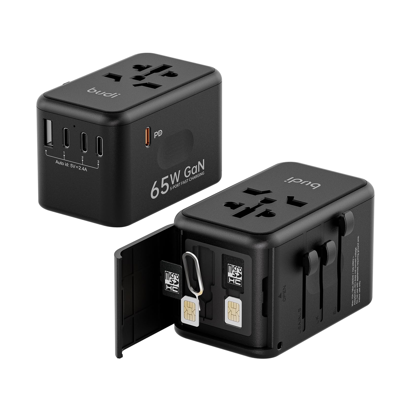 Amazon.com: Universal Travel Adapter with MicroSD Card Case TF Card ...