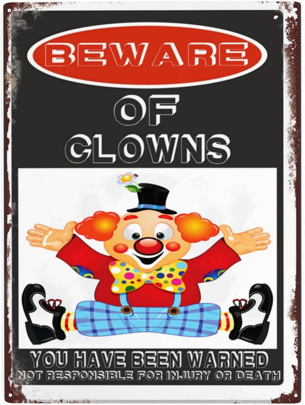 Amazon.com: Retro Warning Animal Sign Beware Of Clowns Tin Sign ...