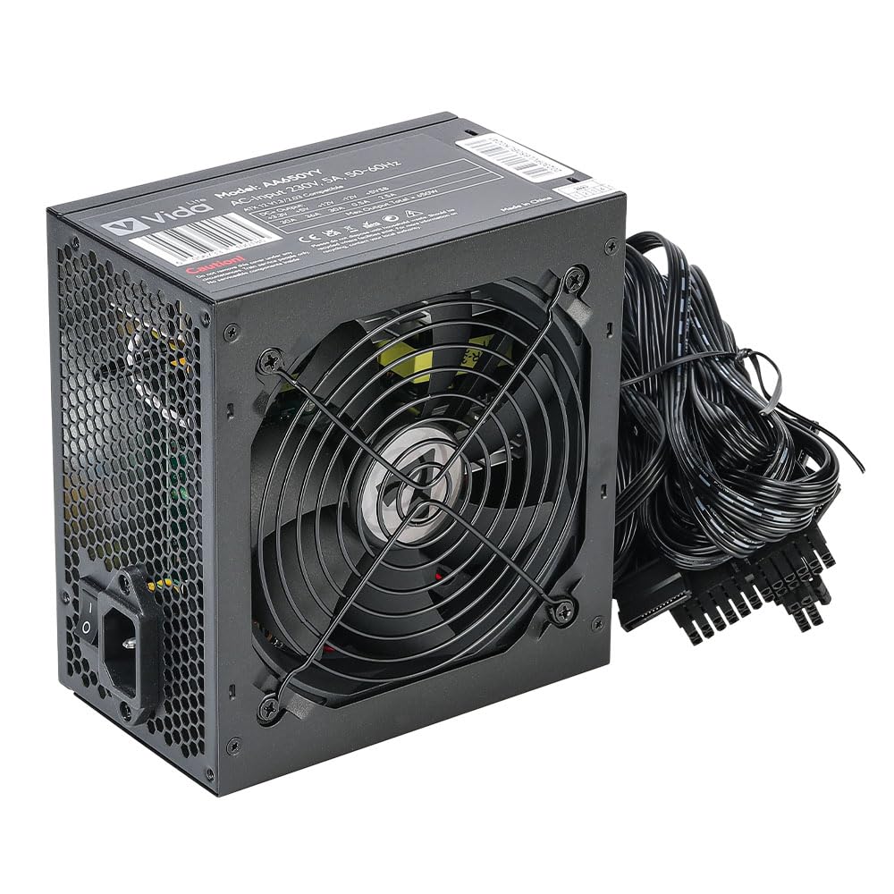 Black 650W PSU, ATX Switching Power Supply, Computer Desktop PC, With ...