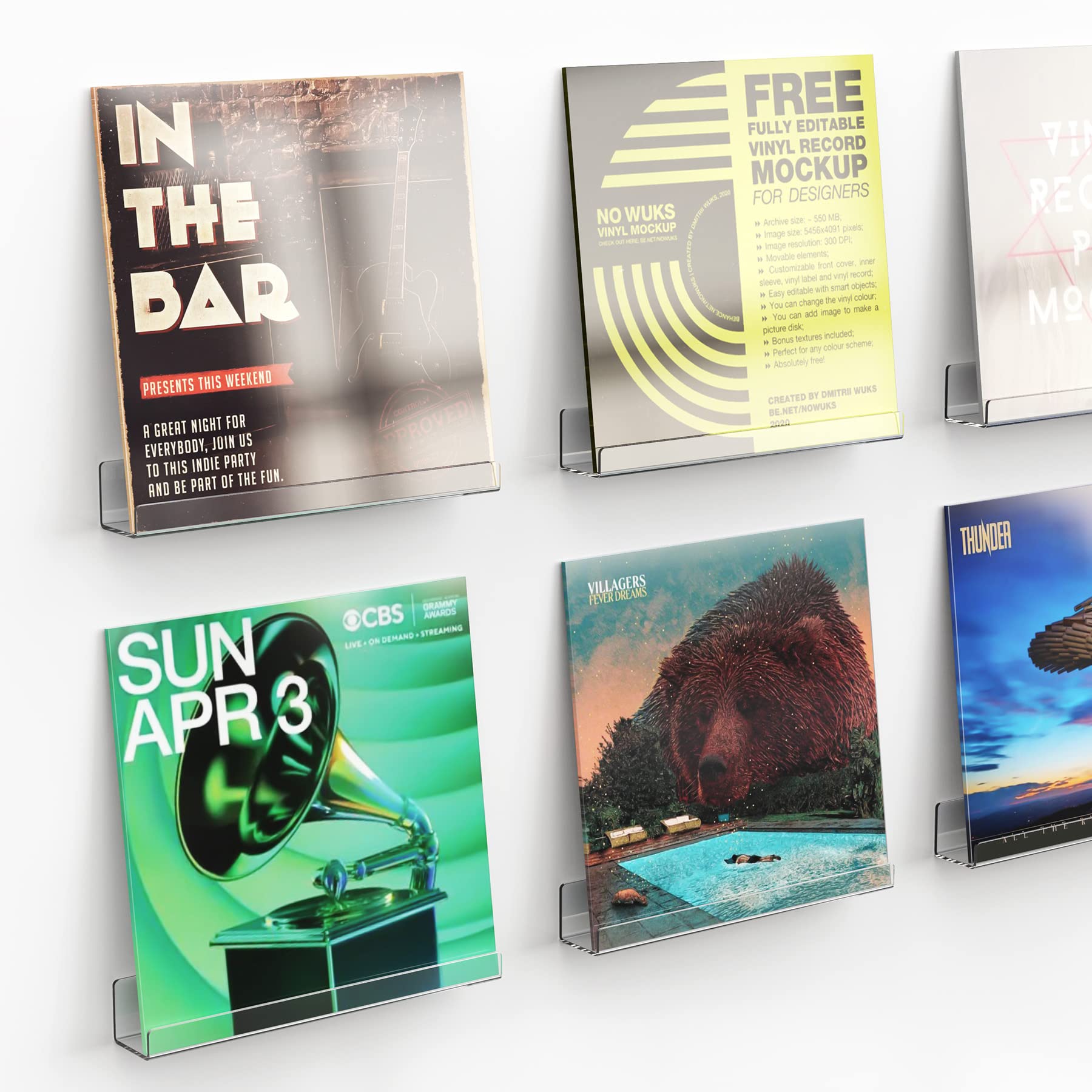 Amazon.com: ZYESF Acrylic Vinyl Record Floating Shelves 6 Pack, Acrylic ...