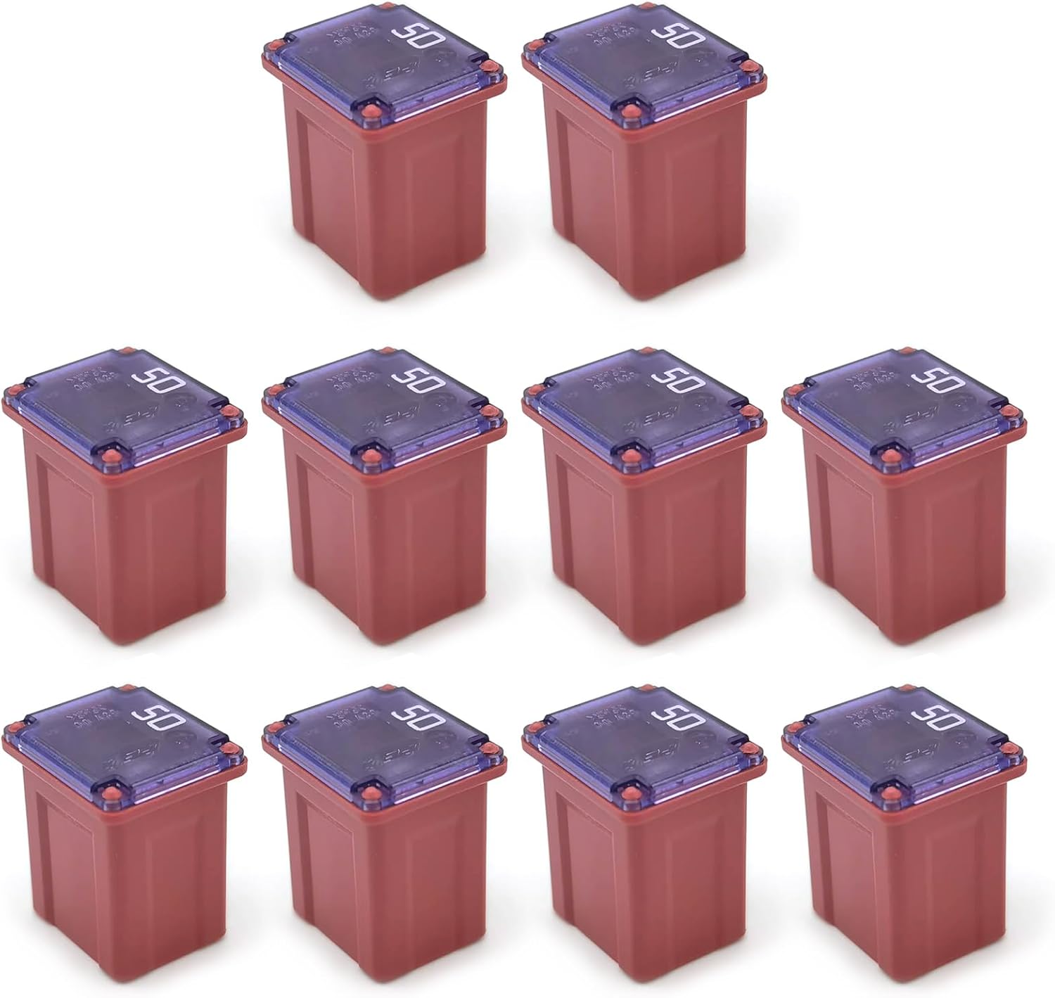 Amazon.com: Tesnaao Pack-10 50 Amp Micro Cartridge Fuses, Box Shaped ...