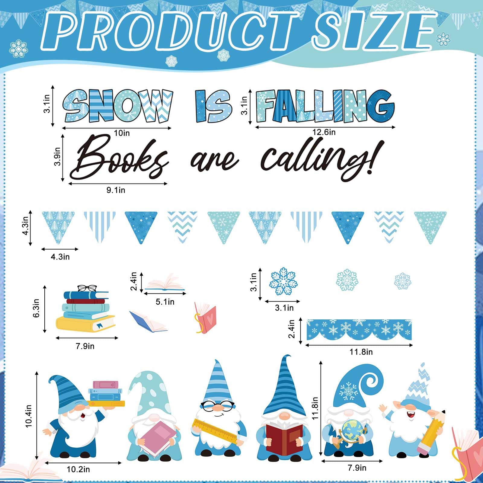 Snapklik.com : Winter Bulletin Board Decorations Gnome Reading ...