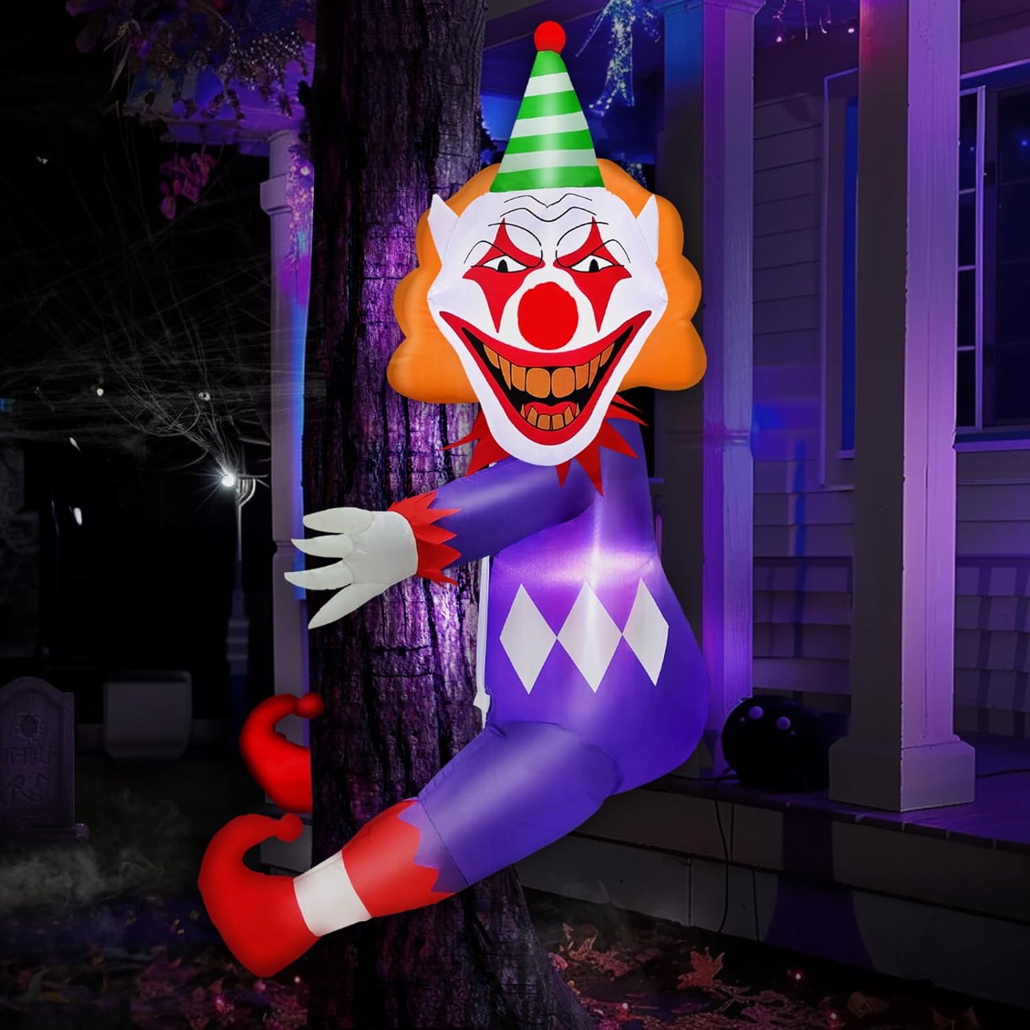 Amazon.com: TURNMEON 4 Ft Halloween Inflatables Scary Clown Crashing ...