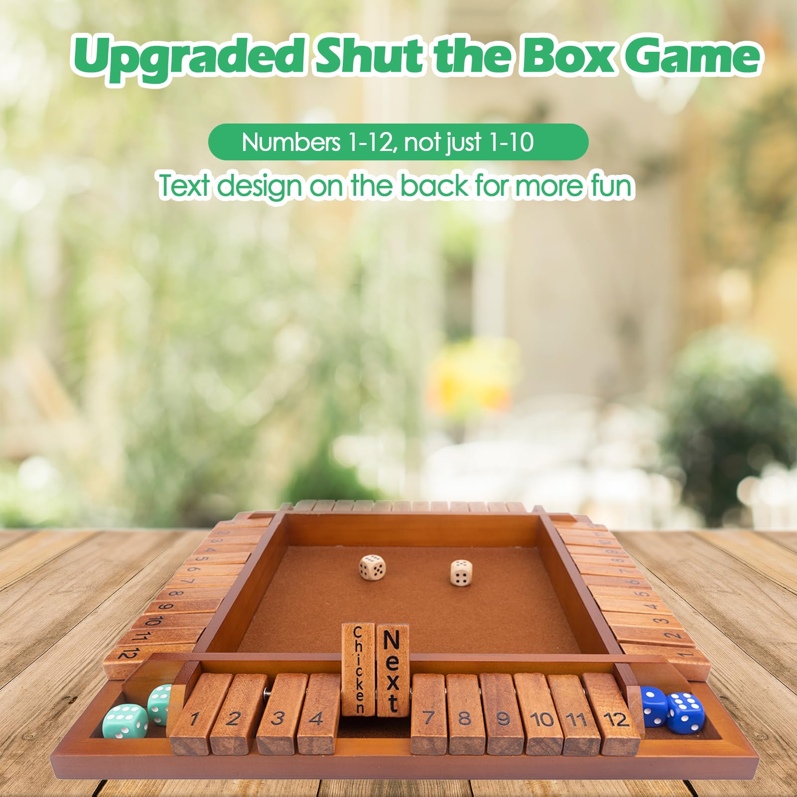 Snapklik.com : Shut The Box Dice Game,Wooden 12 Numbers Dice Game ...