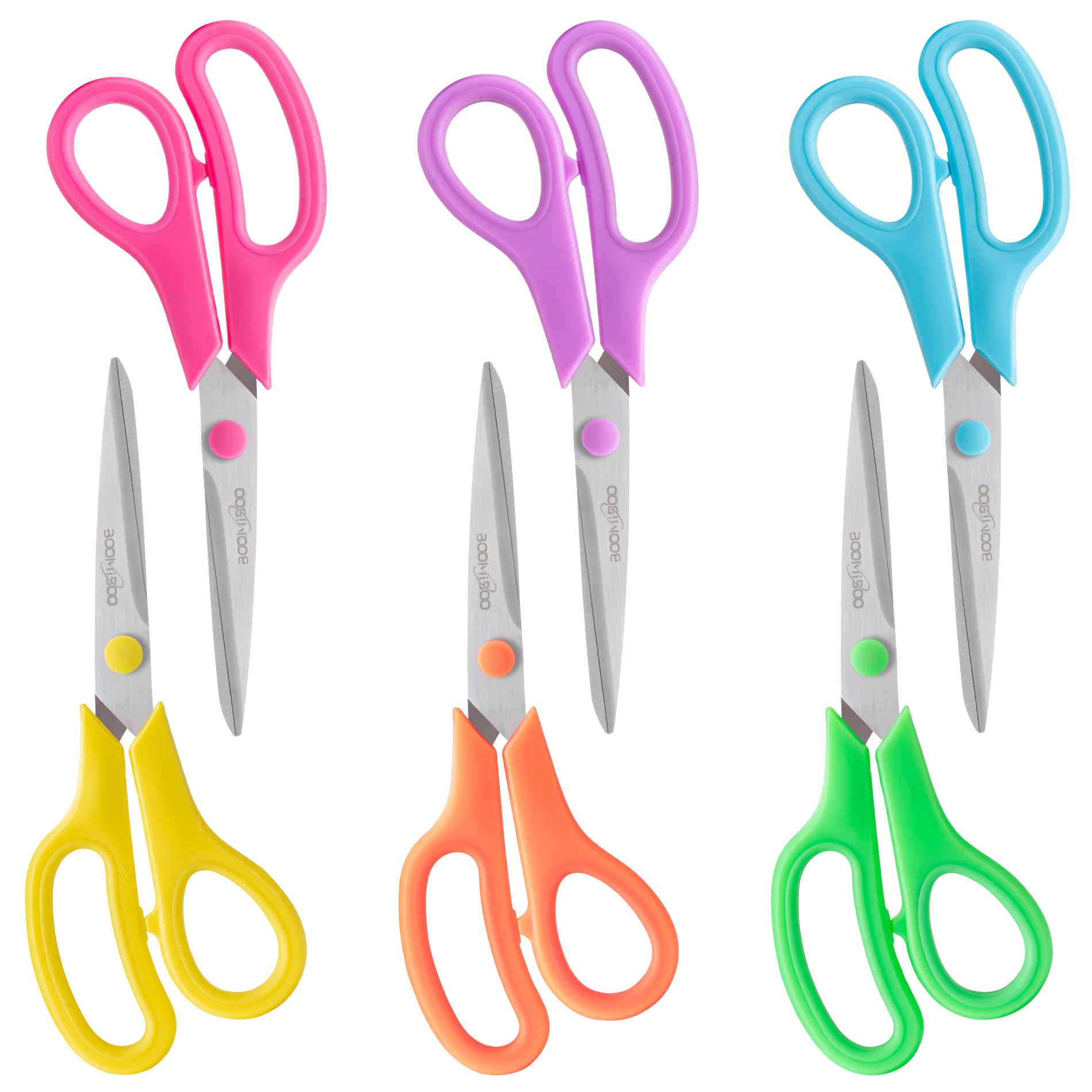 Snapklik.com : Scissors, 8" All Purpose 6 Pack - Comfort-Grip Scissors ...