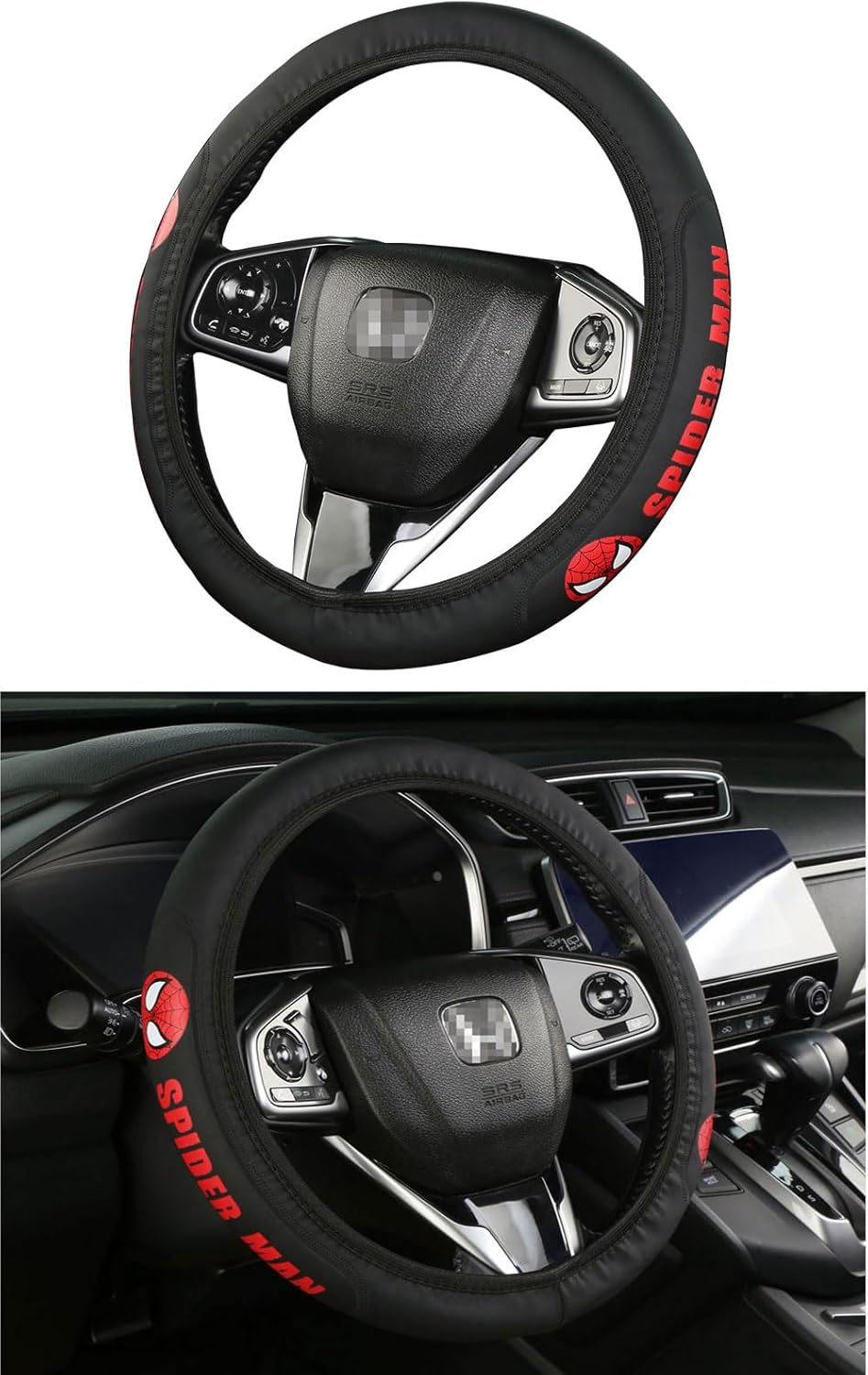 Amazon.com: Retractable Leather Steering Wheel Cover fit for Spiderman ...