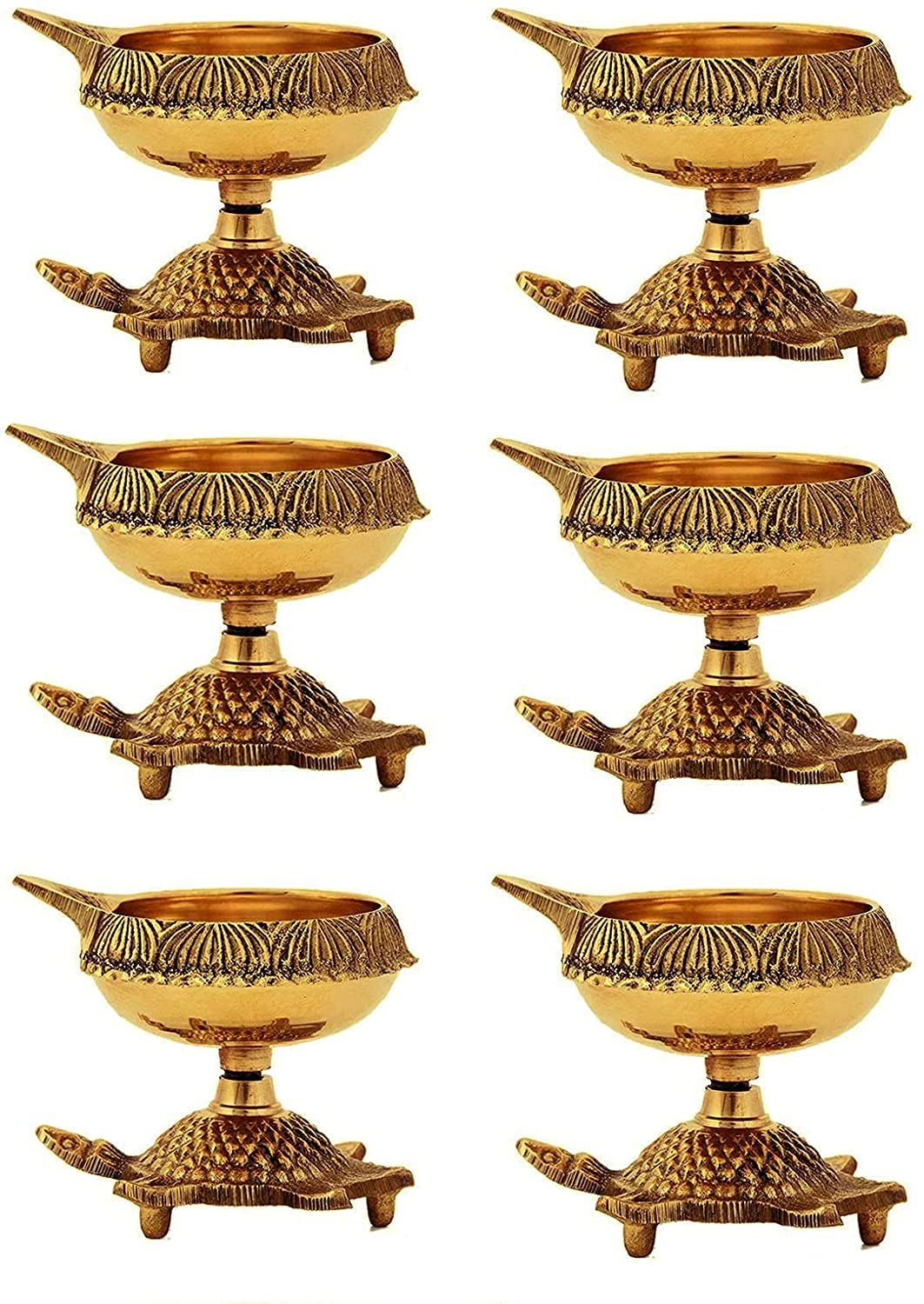 100 Pure Brass Diwali Diya Set Of 6 Indian Pooja | Desertcart INDIA