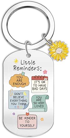 EoBeCy Little Reminders Inspirational Keychain: Mental Health Gifts for ...