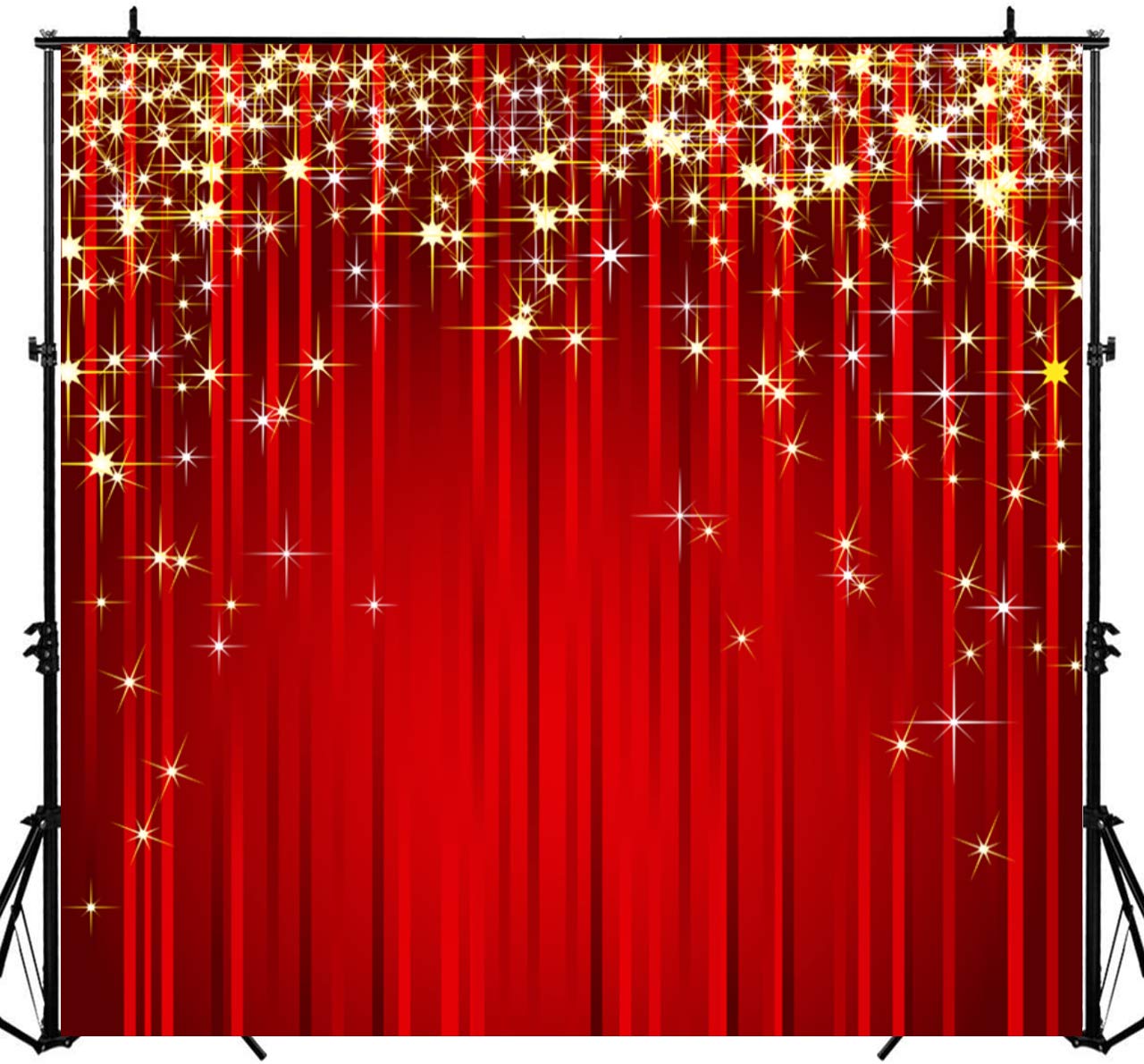 Buy Sensfun 6x6ft Red Star Christmas Backdrop Gold Glitter Star ...