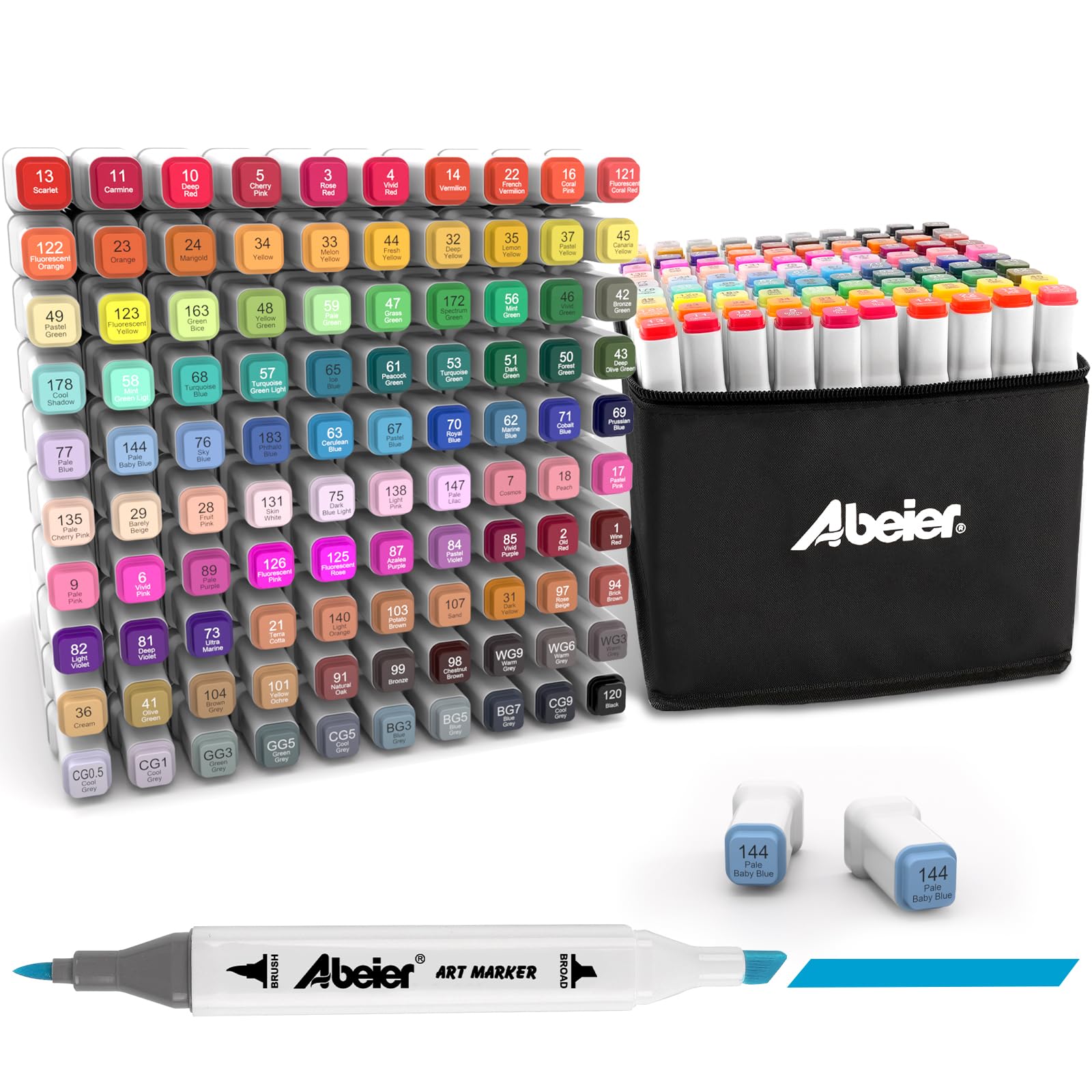 Snapklik.com : 100 Colors Alcohol Markers Set, Dual Tips Blender Art ...