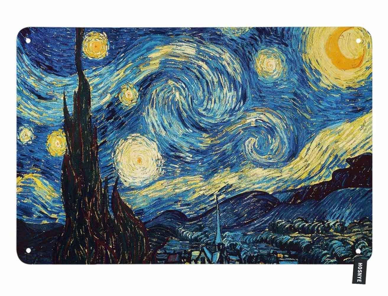 Amazon.com: HOSNYE Van Gogh Starry Night Tin Sign Vintage Metal Tin ...