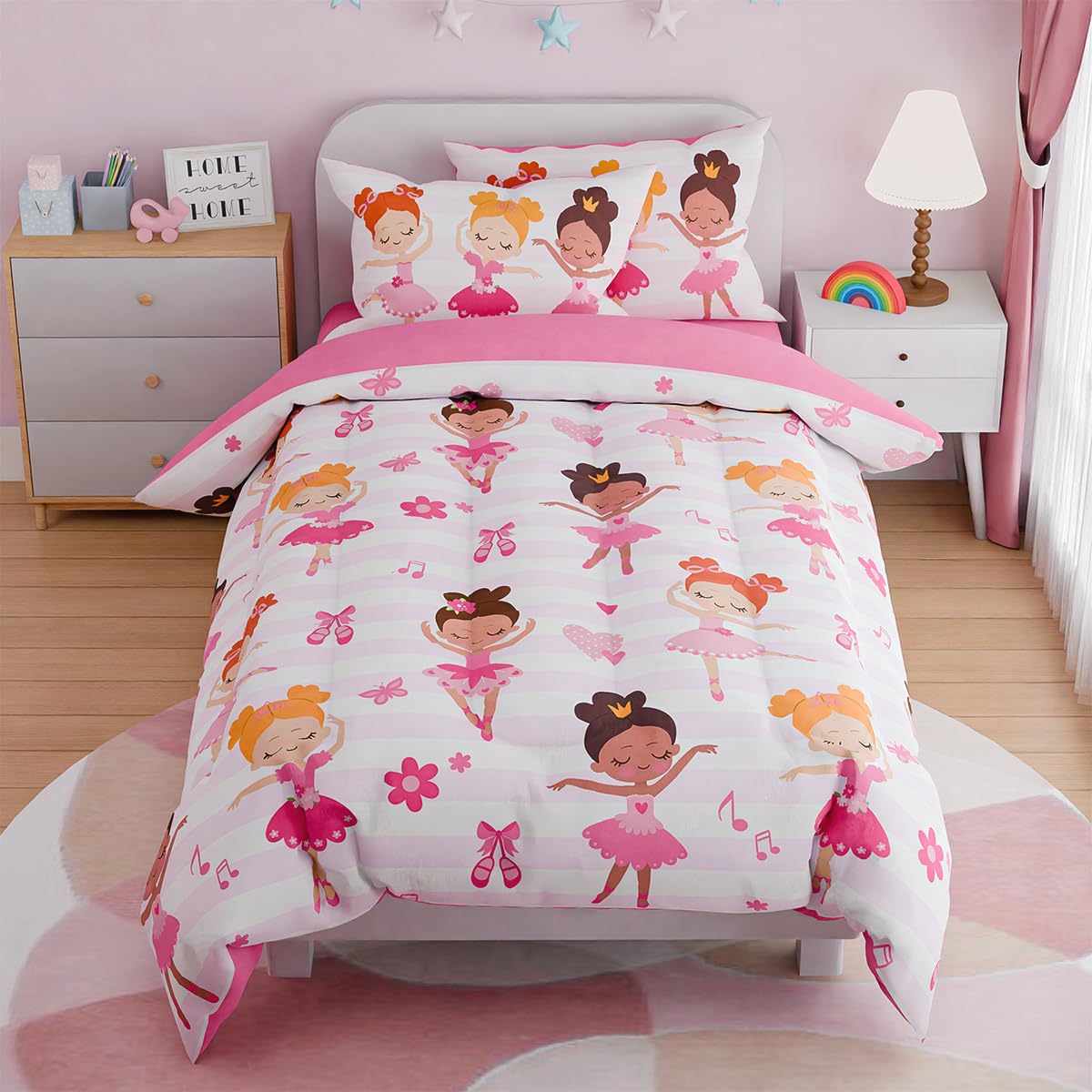 Amazon.com: SANDJEST Ballet Full Bedding Sets for Girls, Ultra Soft ...