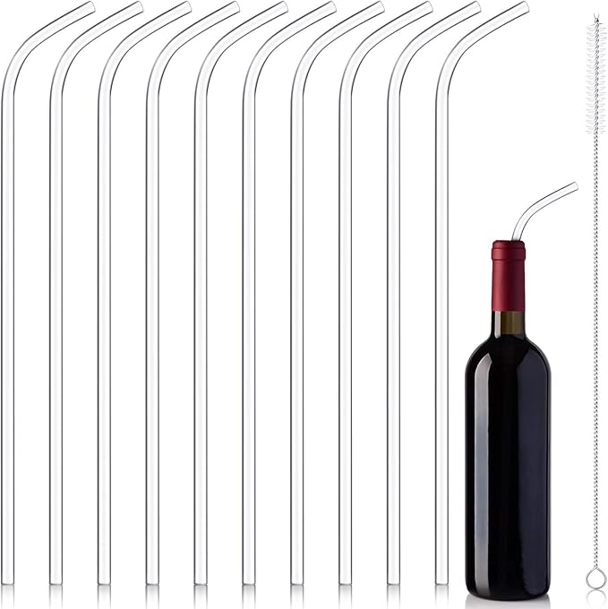 Amazon.com: Patelai 10 Pcs 14 Inch Wine Bottle Long Drinking Straw for ...