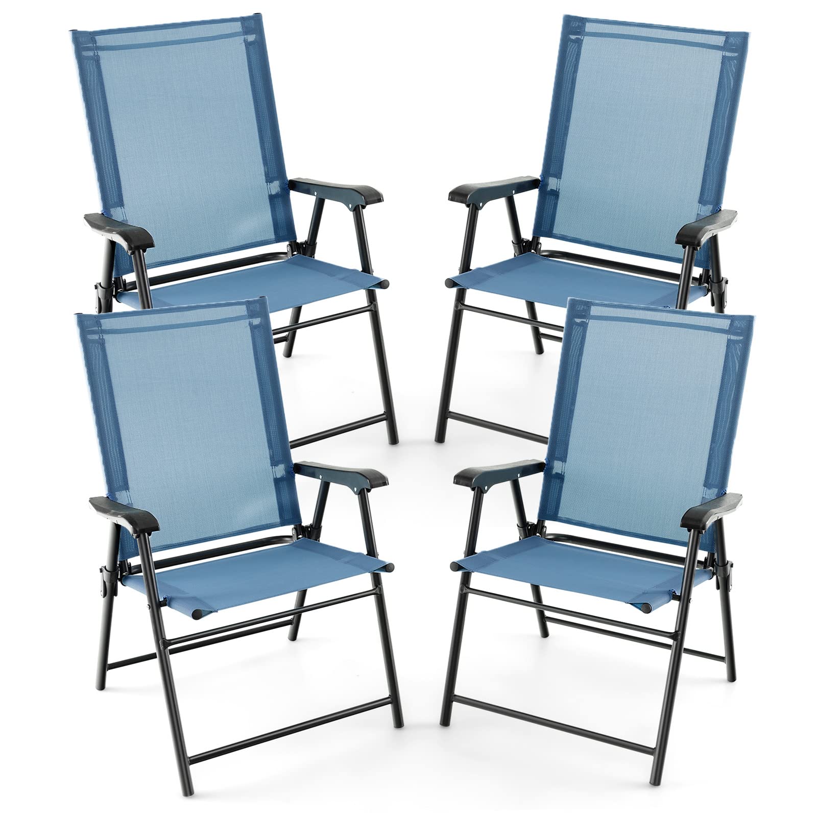 Amazon.com : Tangkula Set of 4 Patio Folding Chairs, Portable Sling ...