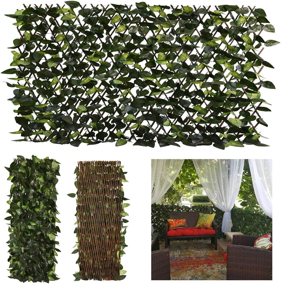 Amazon.com : Expandable Fence Privacy Screen, Decorative Faux Ivy ...