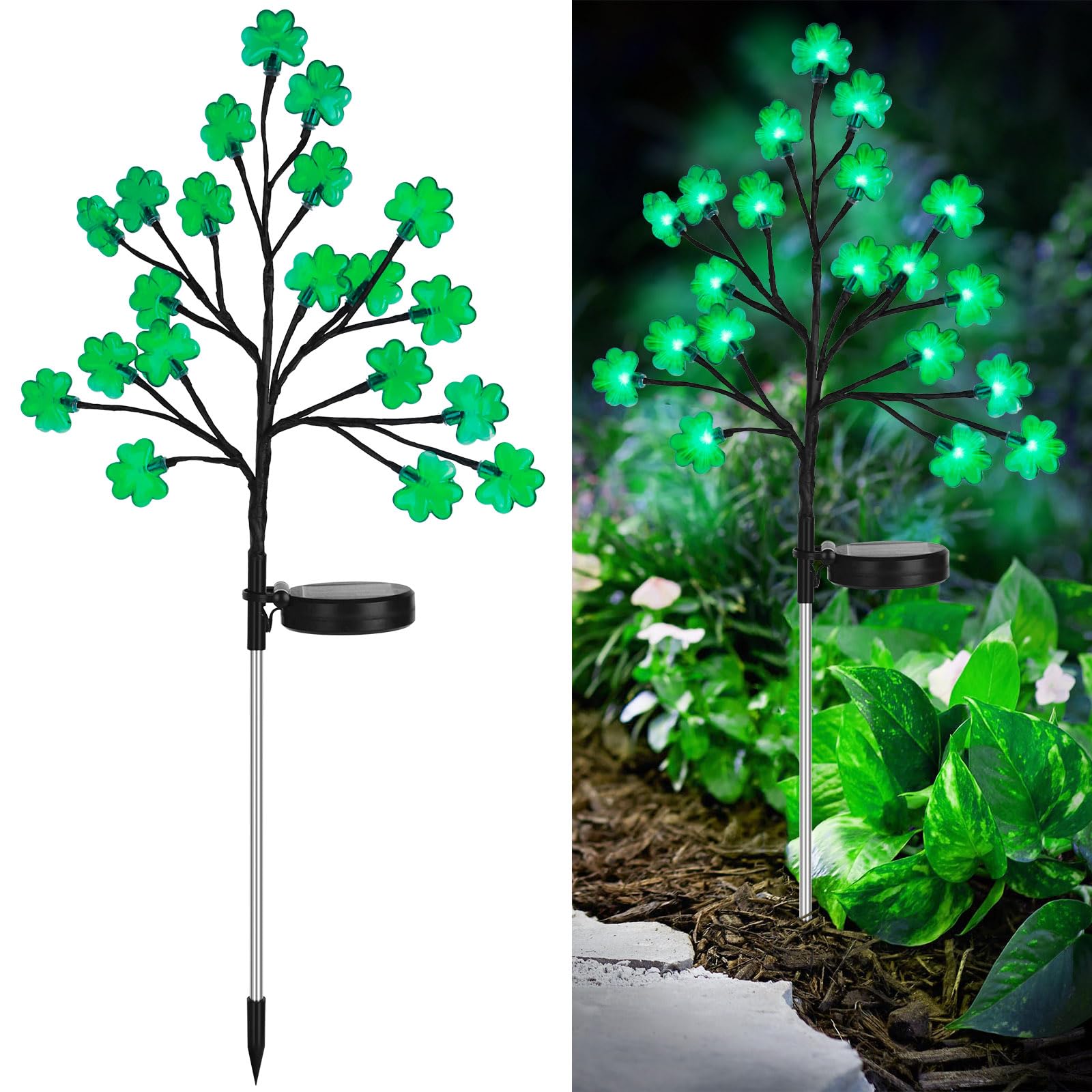 St Patricks Day Decorations Outdoor Lights, 2 Packs 40 LED Solar ...