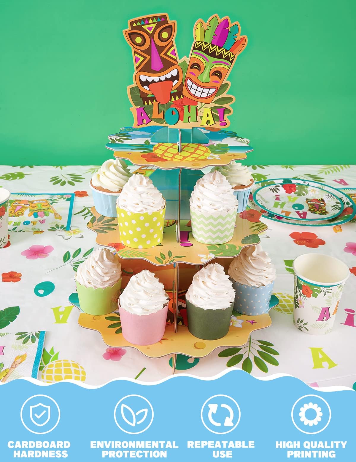Snapklik.com : Hawaiian Cupcake Stand - 3 Tier Luau Party Decorations ...