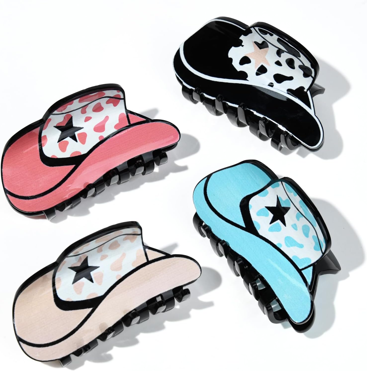 Amazon.com : Yunlly 12 Pcs Western Cowboy Hair Claw Clips Leopard Star ...