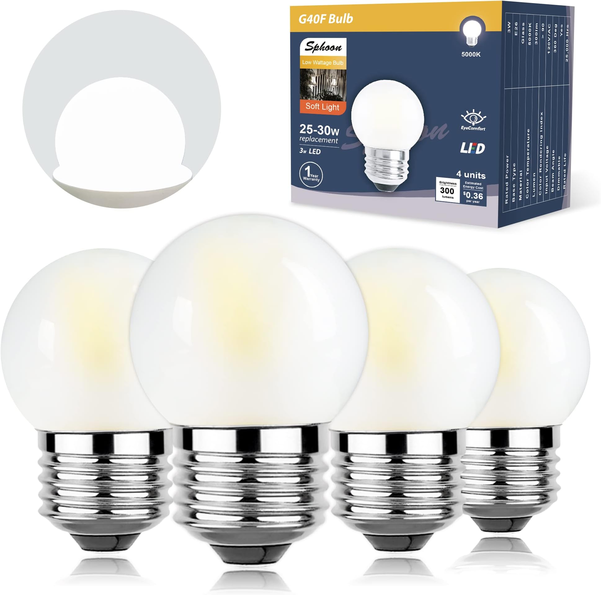 8 Pack BlueX 3W G14 LED Light Bulb 5000K Daylight - 25W Equivalent ...