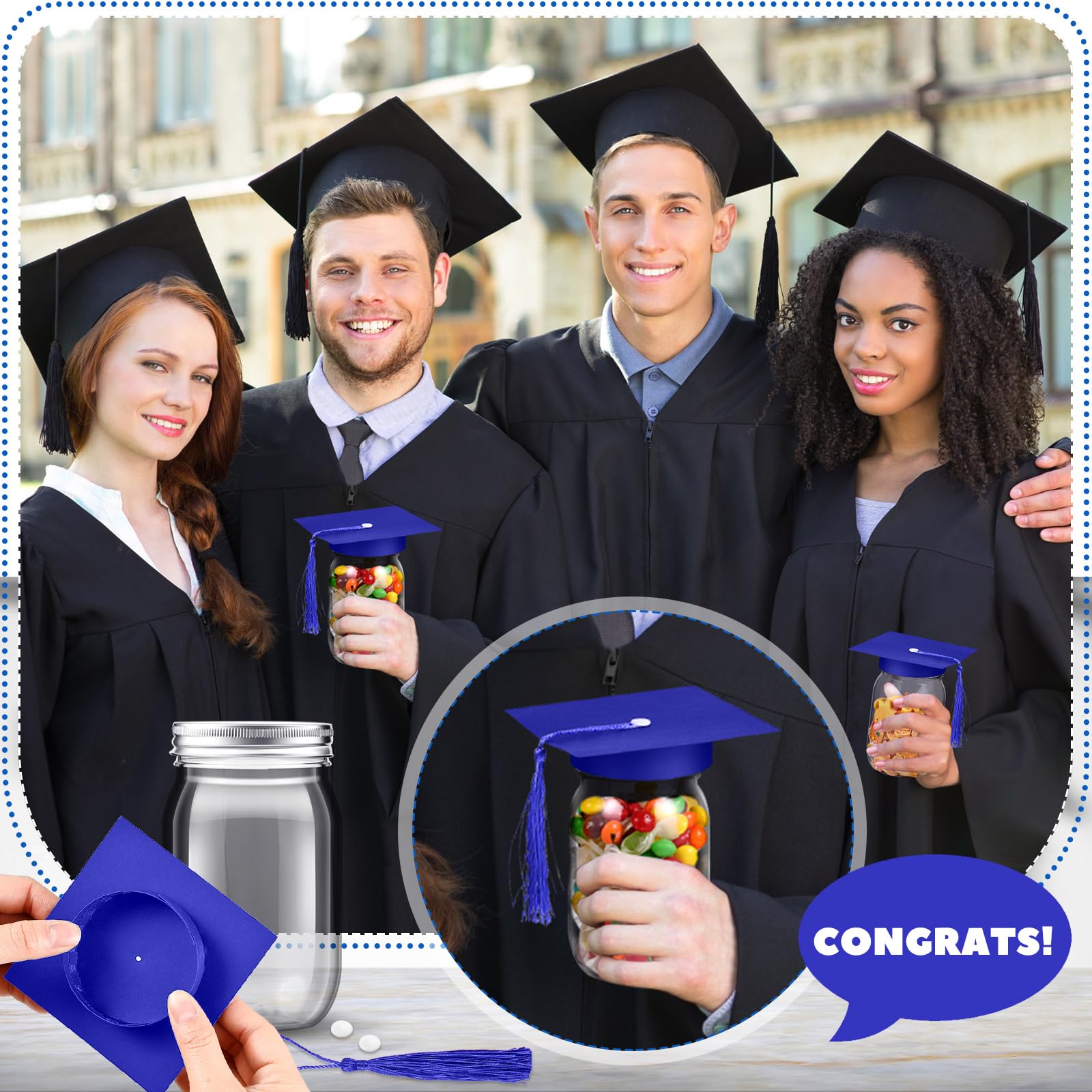 Amyhill 16 Set DIY Graduation Party Favors Mason Jar Graduation Candy ...