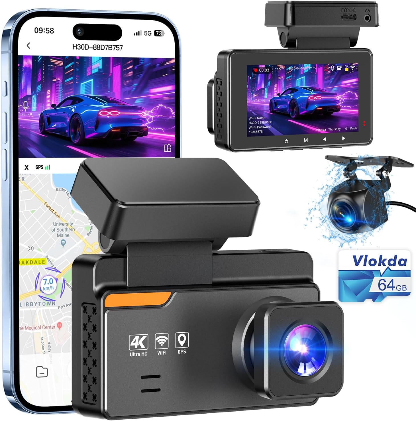 Amazon.com: DDPAI Dash Cam Front and Rear, 4K+1080P Dash Camera for ...