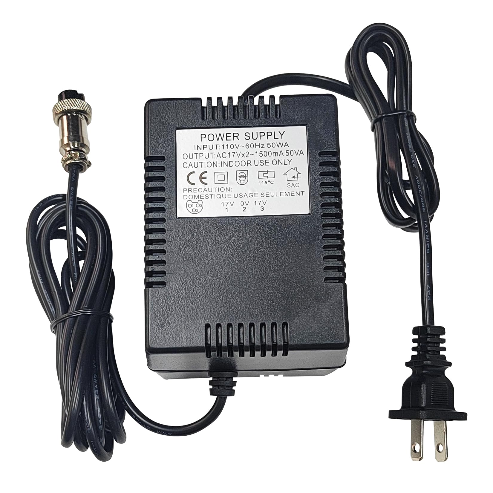 Snapklik.com : Fesasn AC 17 Volt 1500mA Power Adapter 3-Pin Connector ...