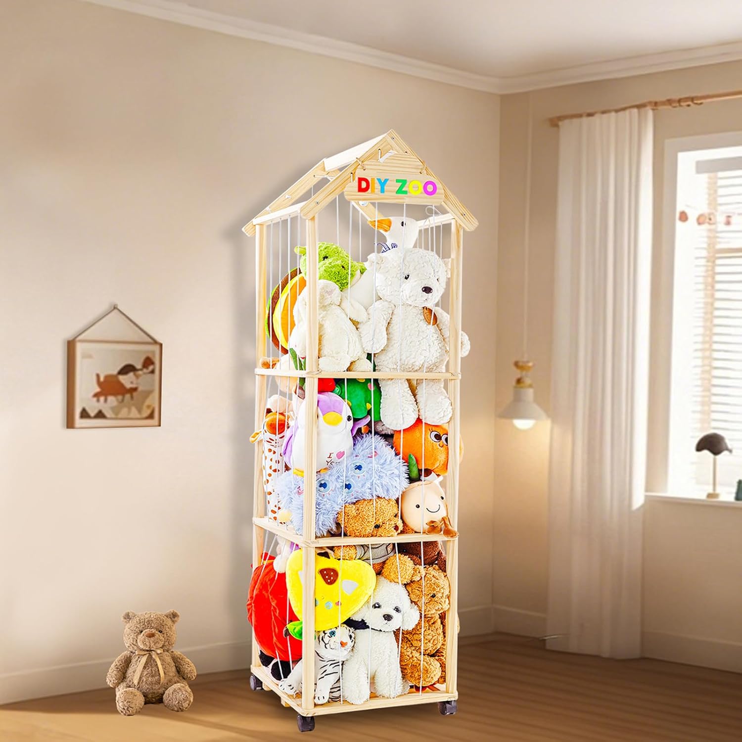 Stuffed Animal Storage,Stuff Animal Organizer Wood Stuffed Animals Zoo ...