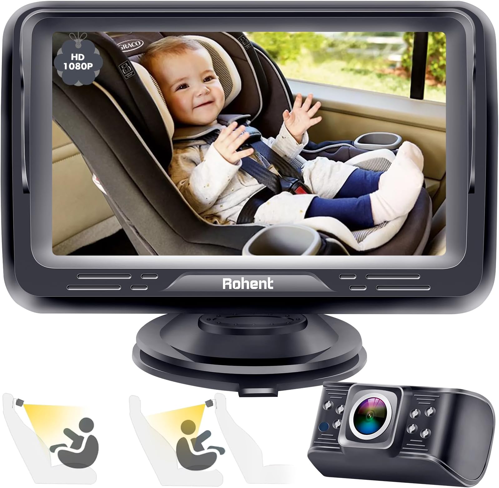 Amazon.com: Rohent Baby Car Camera with Display: HD 1080P Baby Car ...