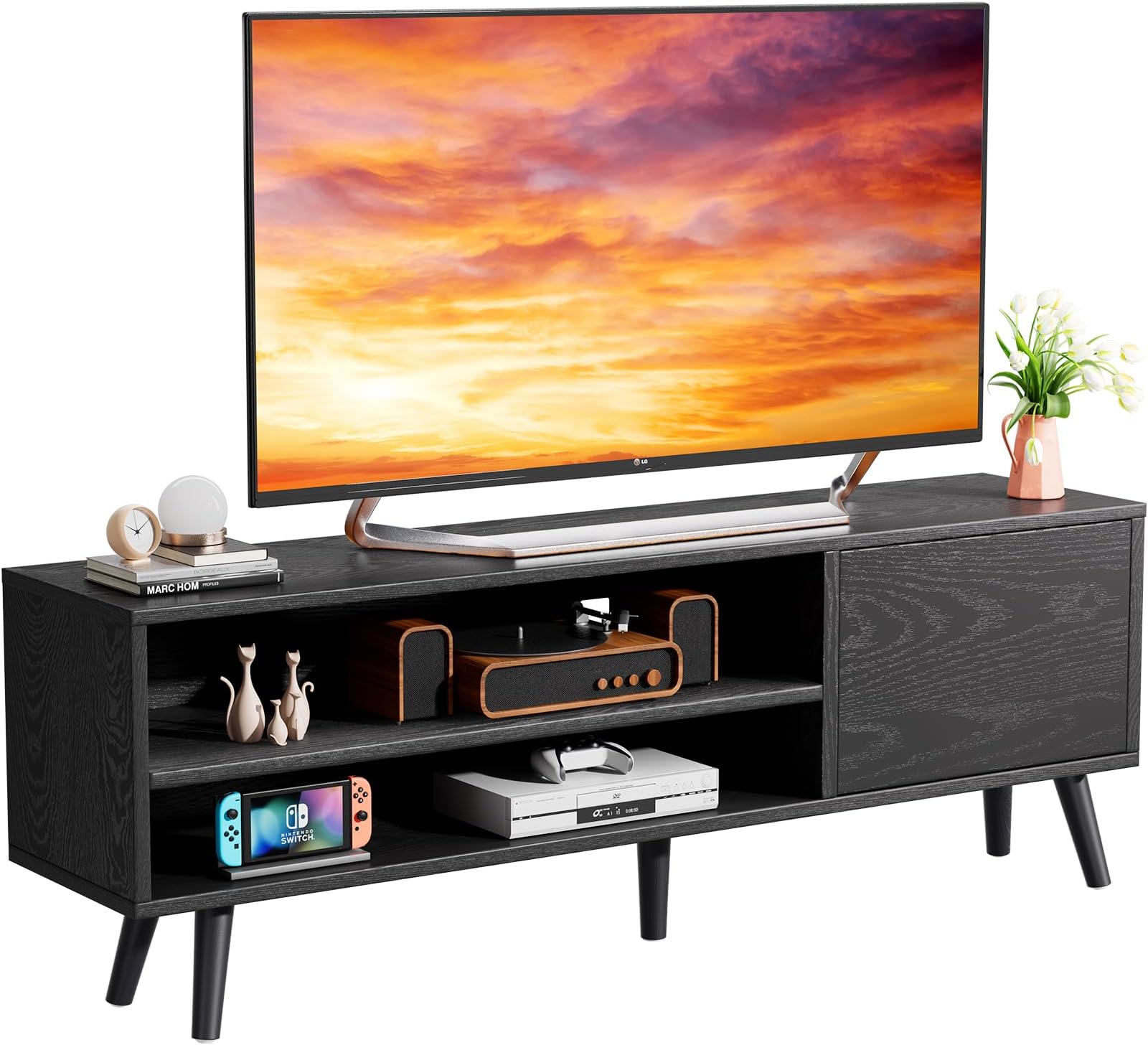 Amazon.com: TV Console Table with Storage for TV up to 70 in, Black TV ...