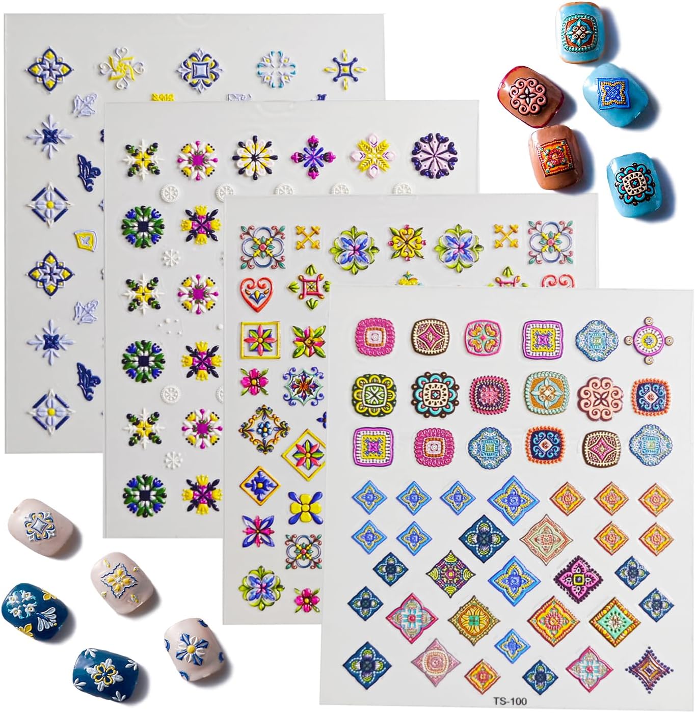 Amazon.com: DowhYoke Nail Art Stickers 5D Embossed Nail Stickers Nail ...