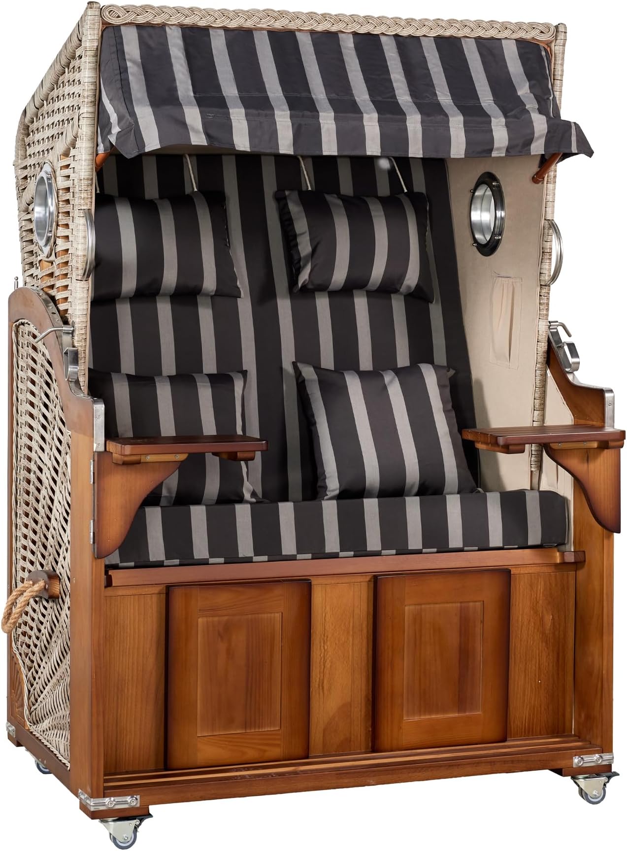 Webavita Premium Strandkorb Korsika | 2-Sitzer mit Bullauge aus Pinie ...