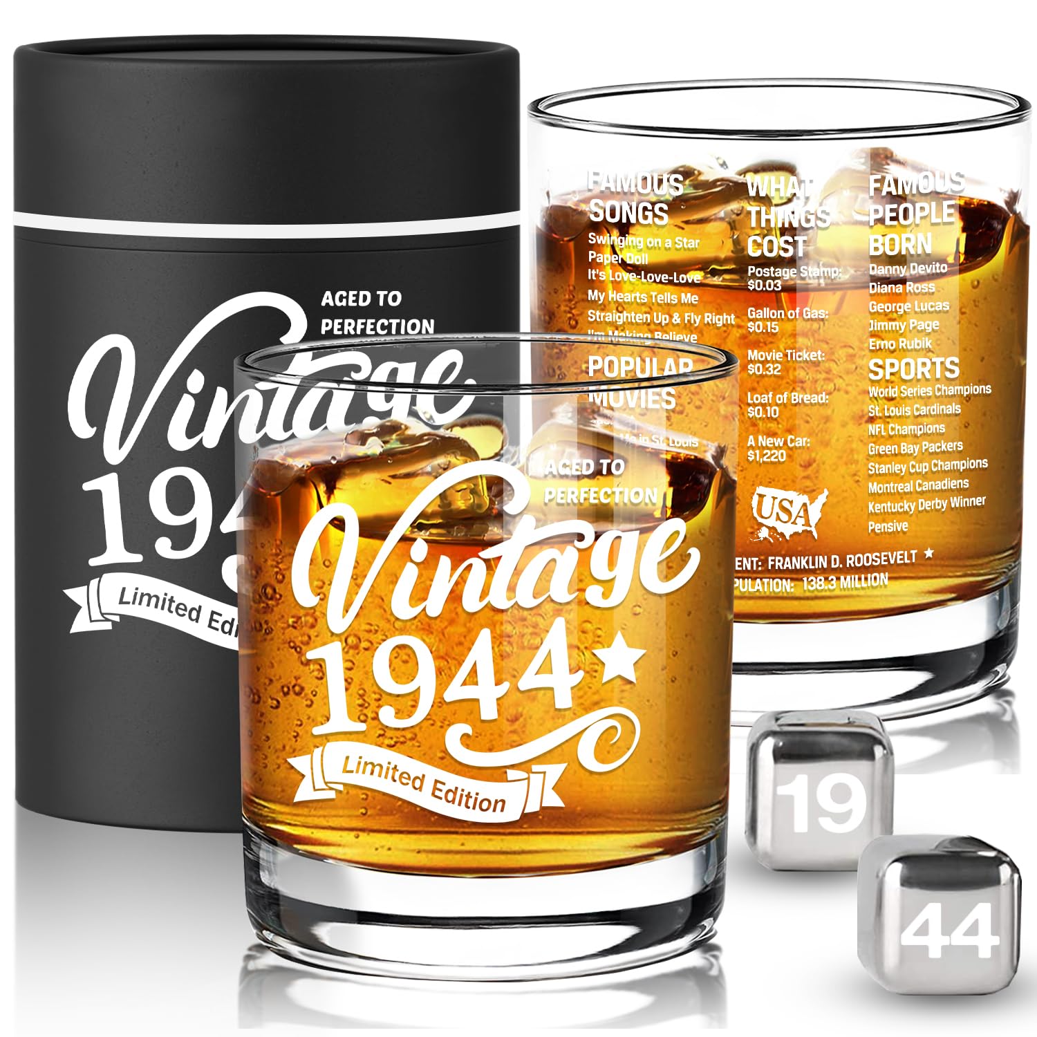 Amazon.com | Old Fashioned Glasses-1944-Vintage 1944 Old Time ...