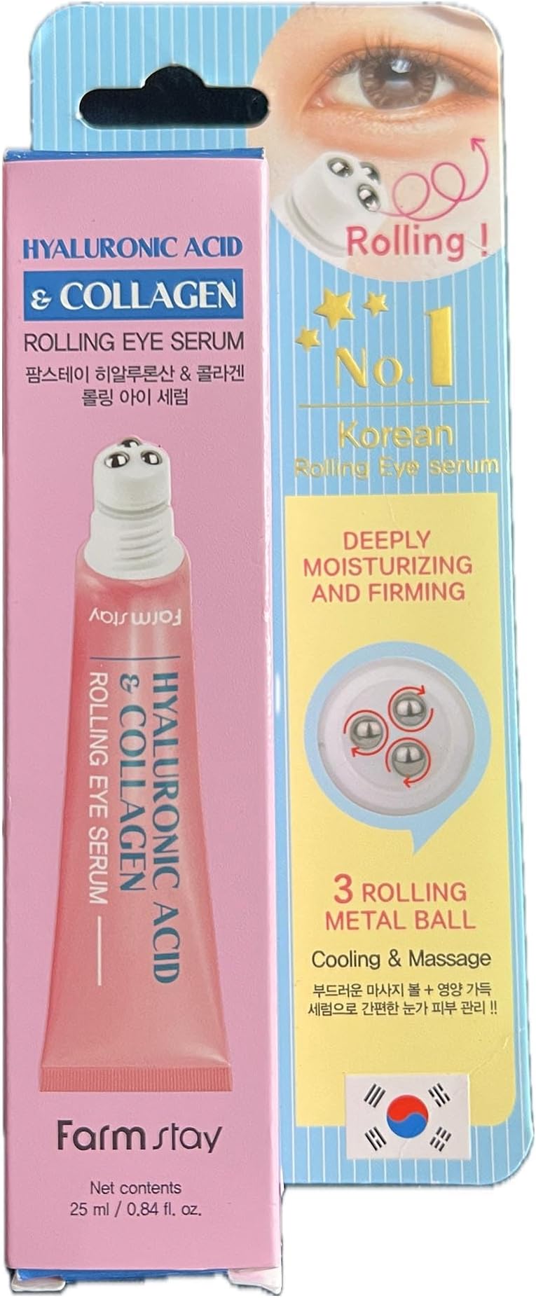 Amazon.com: Farm Stay Hyaluronic Acid & Collagen Rolling Eye Serum ...