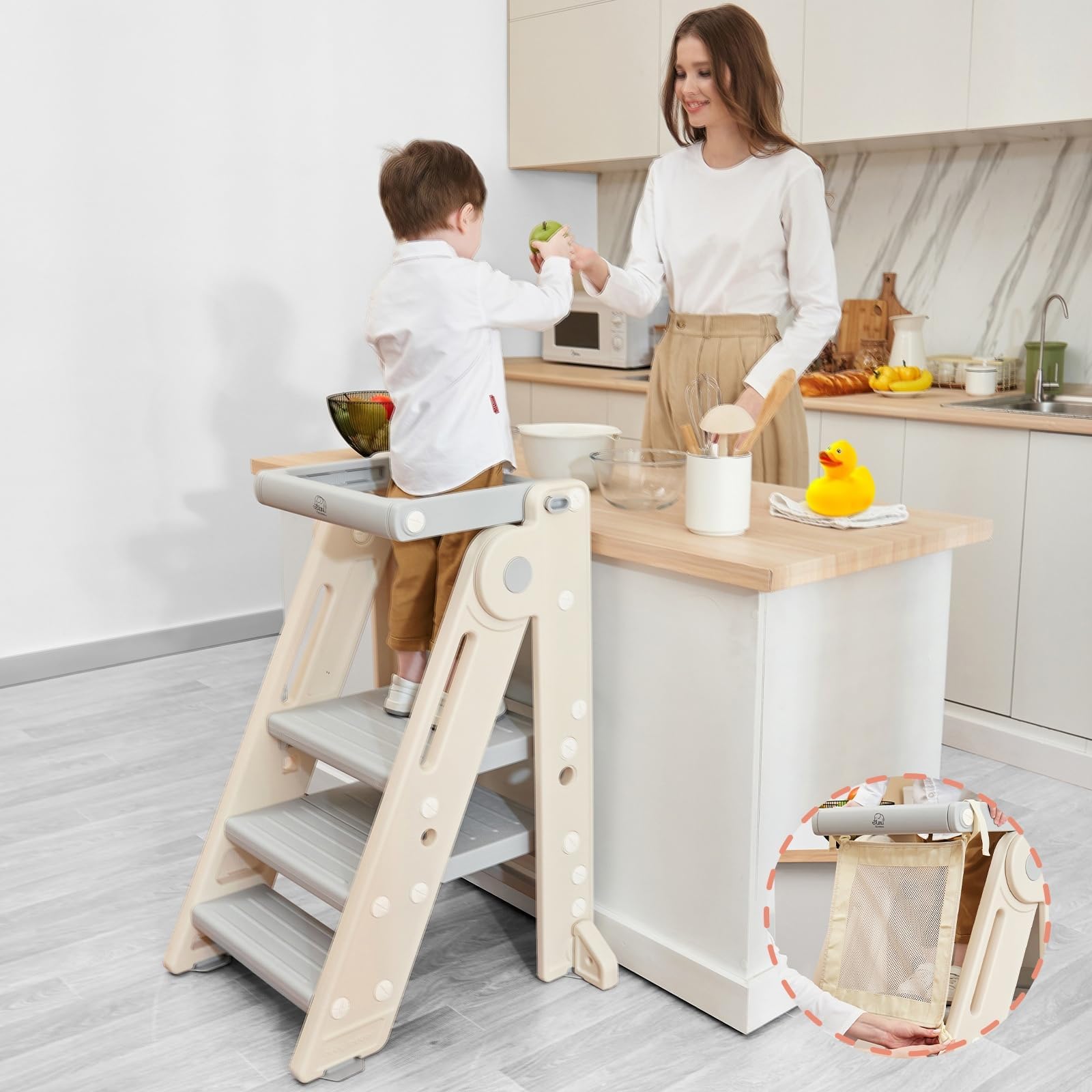 Amazon.com: WOOD CITY Montessori Foldable Standing Tower- Kitchen Step ...