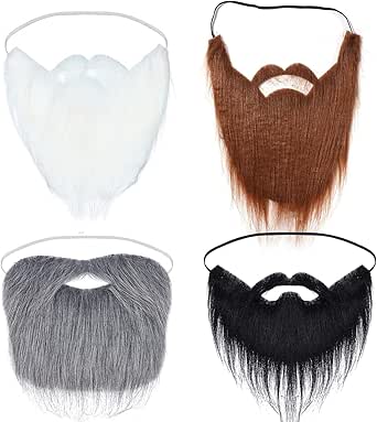 4PCS Fake Beard, False Beards and Moustaches Realistic Fake Beards ...