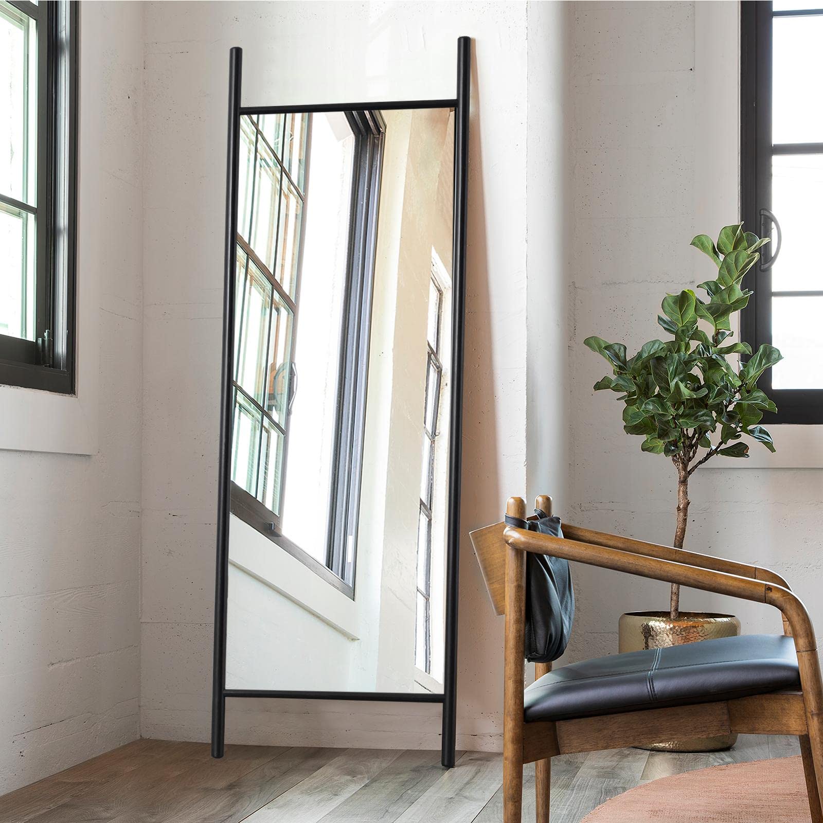 Snapklik.com : PexFix Full Length Mirror Black 65"x22", Wooden-Ladder ...
