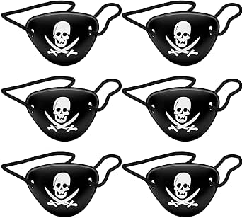 Amazon.com: Kreyfer 6 Pack Pirate Eye Patches – One Eye Skull Design ...