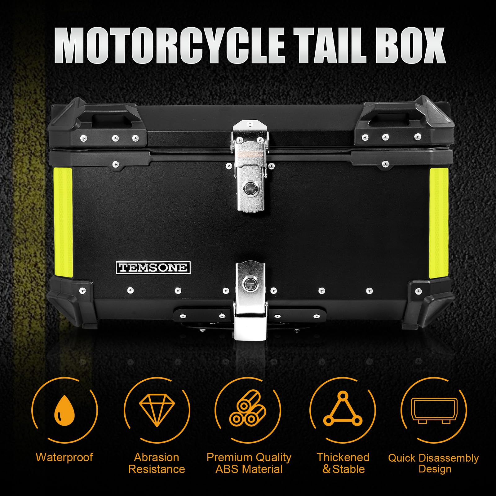 65L Universal Motorcycle Top Case, Waterproof Motorcycle Rear Top Box ...