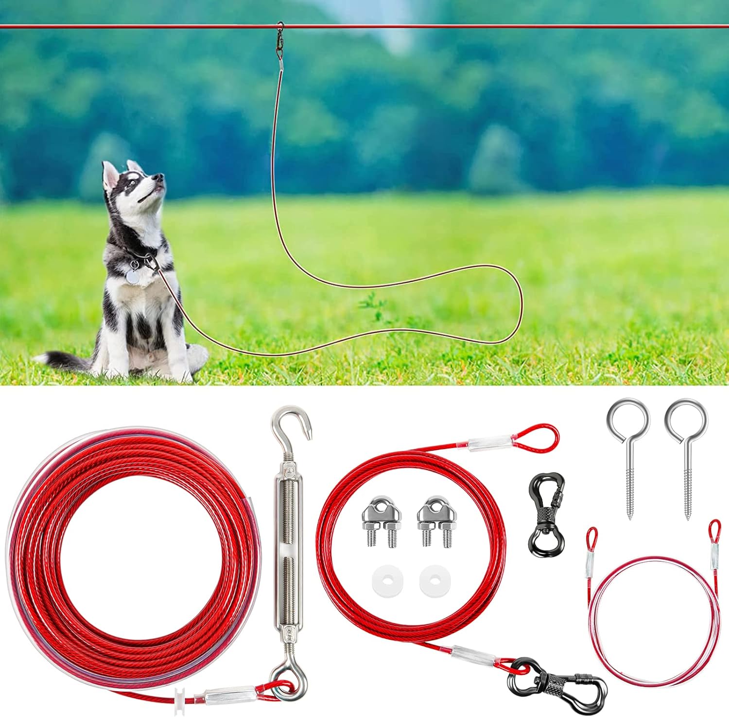 Amazon.com : XiaZ Dog Tie Out Cable, 100FT Dog Trolley Tether Line for ...