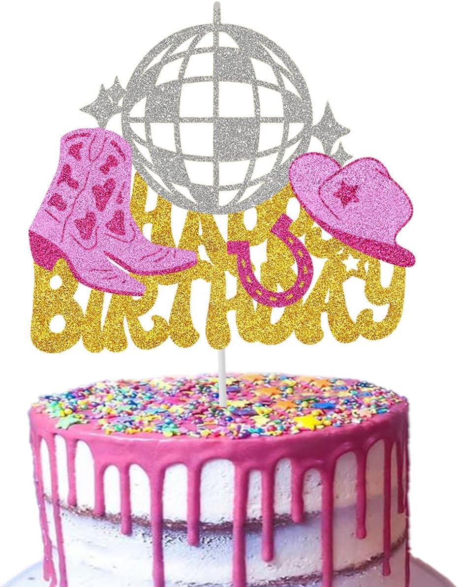 Amazon.com: Cowgirl Happy Birthday Cake Topper Birthday Party Cake ...