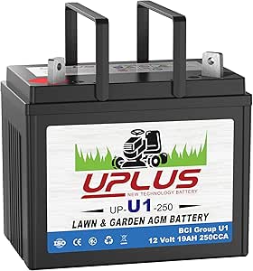 Amazon.com: UPLUS U1 Riding Lawn Mower Battery, 12V 250CCA Garden Tractors Battery Maintenance ...