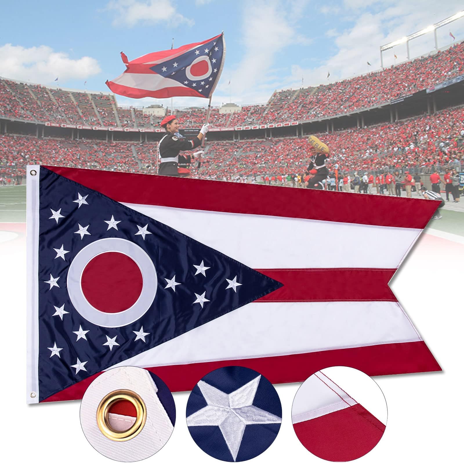 Amazon.com : Mosprovie Ohio State Flag 3x5 Double Sided- Heavy Duty ...