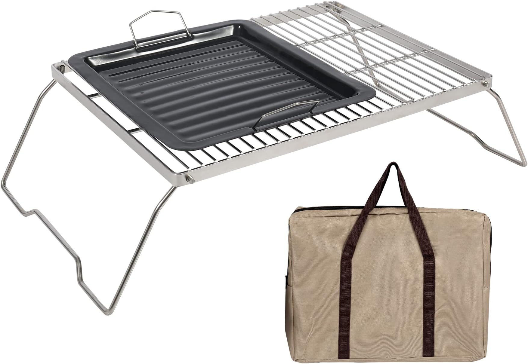 Amazon.com : CAMPMAX Campfire Grill 304 Stainless Steel Grate, Folding ...