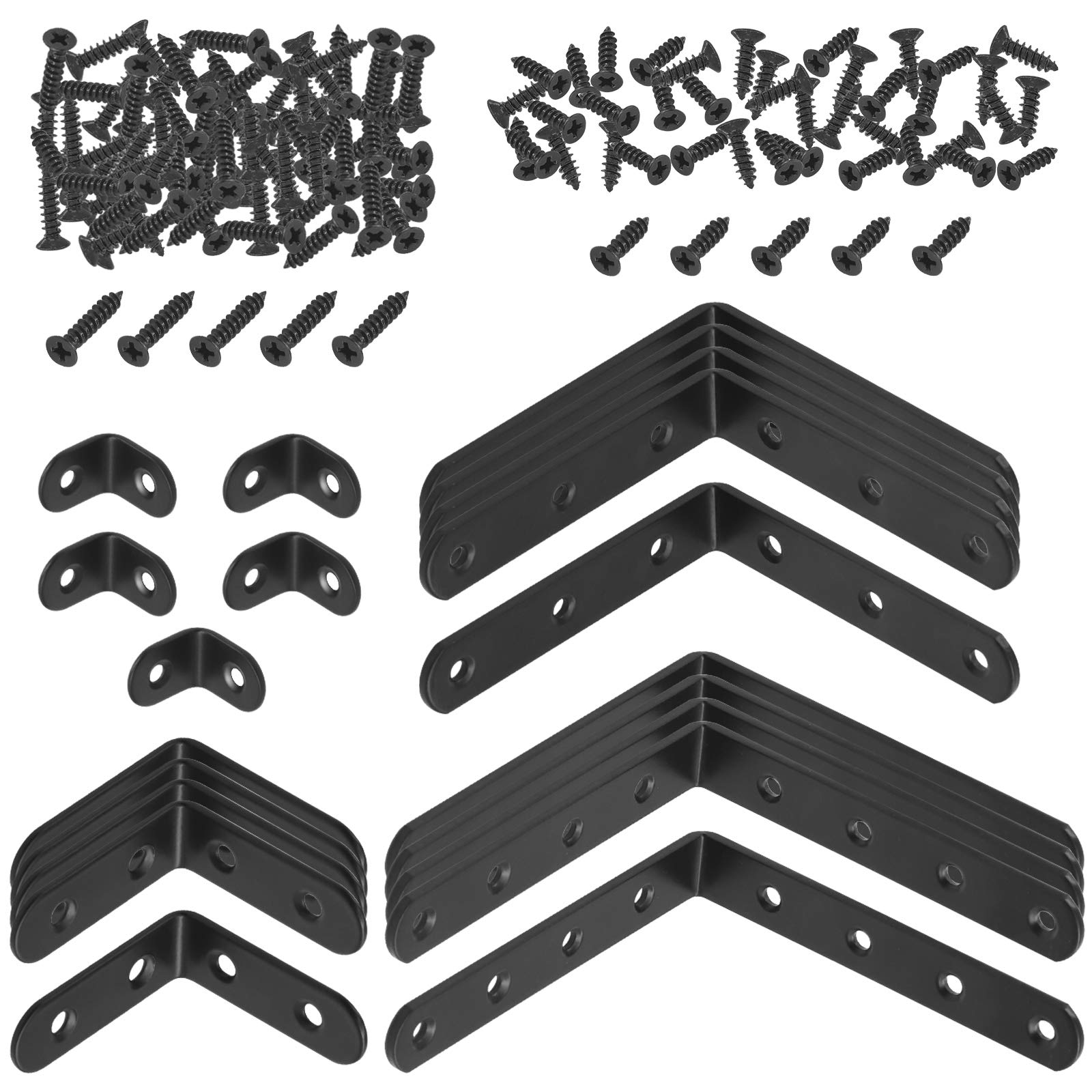 Amazon.com: Mardatt 20 Sets 4 Sizes Black L Brackets Corner Braces 90 ...