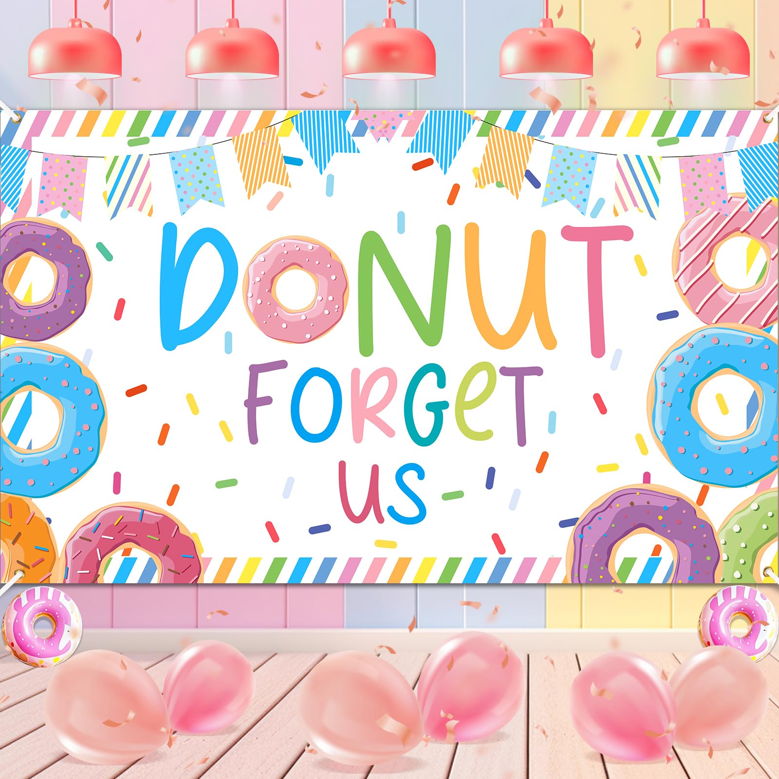 Amazon.com: Retirement Party Decorations Donut Forget Us Banner ...