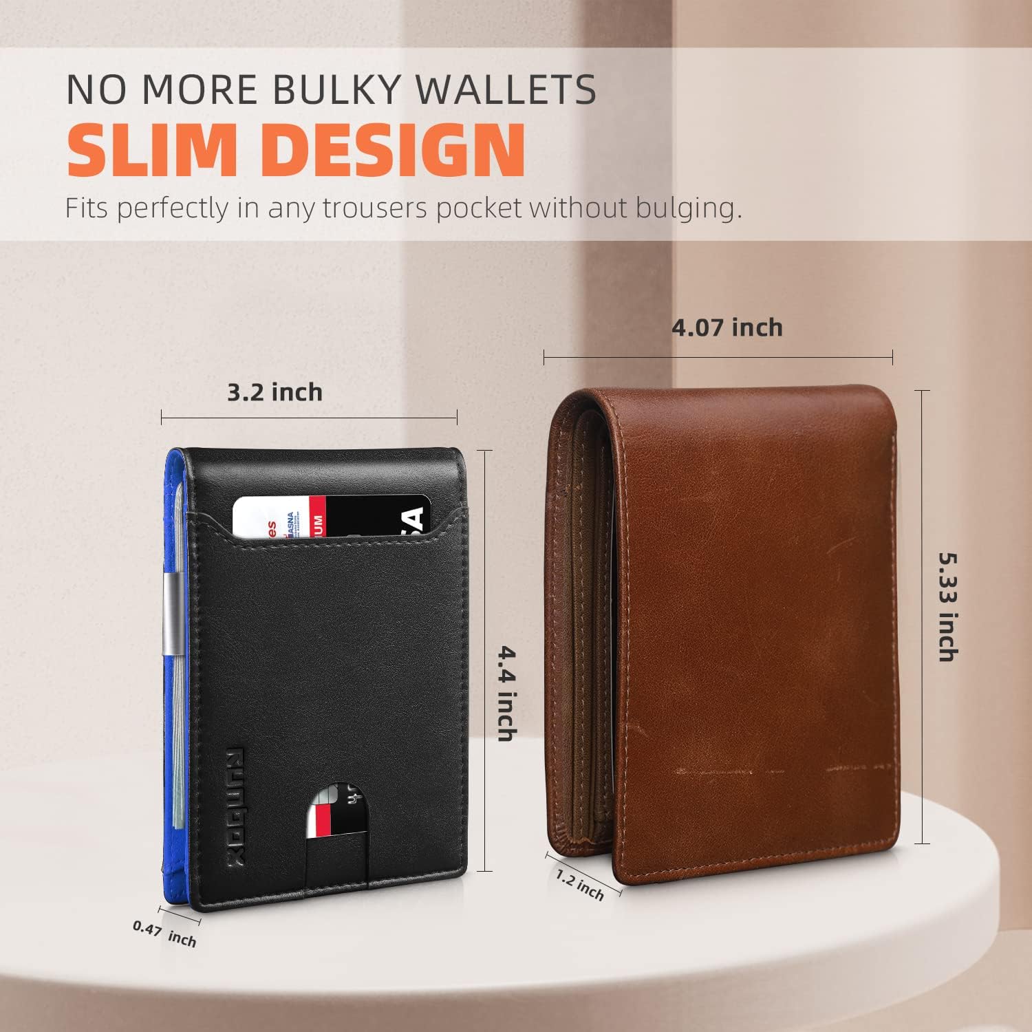 Snapklik.com : RUNBOX Slim Wallets For Men - Leather Money Clip Mens ...