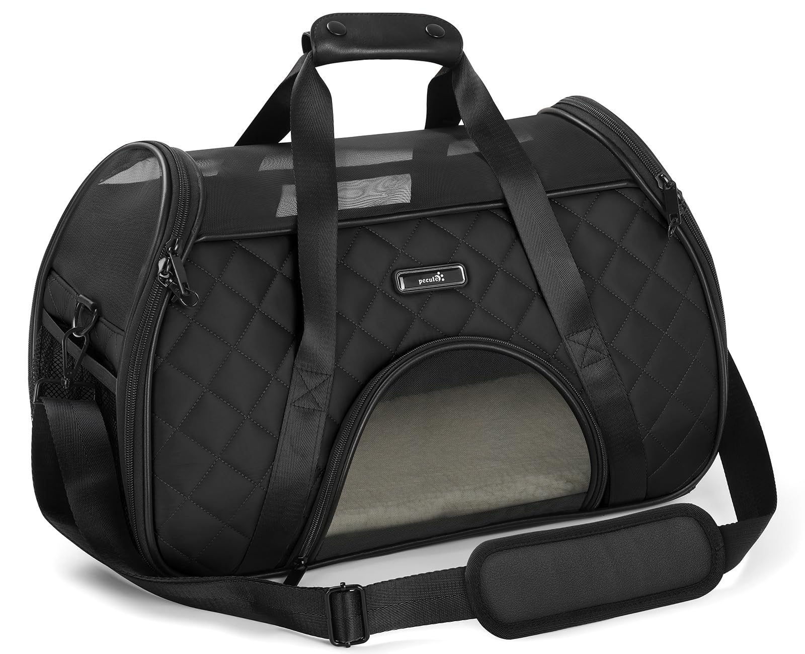 pecute Cat Carrier, Elegant Down-Cloth Pet Carrier, Collapsible Airport ...