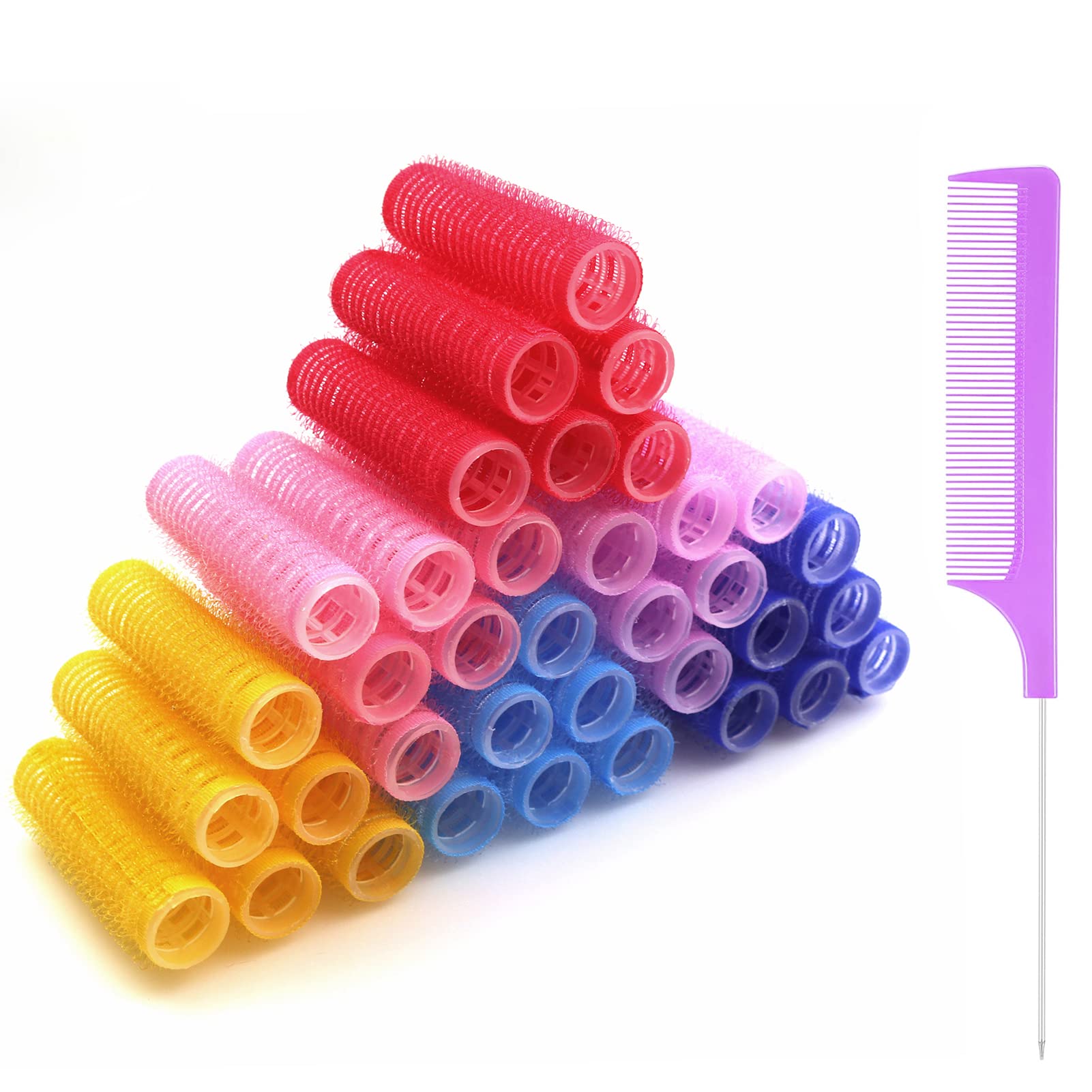 Amazon.com : MOODKEY 36PCS Self Grip Small Hair Curlers Heatless Roller ...