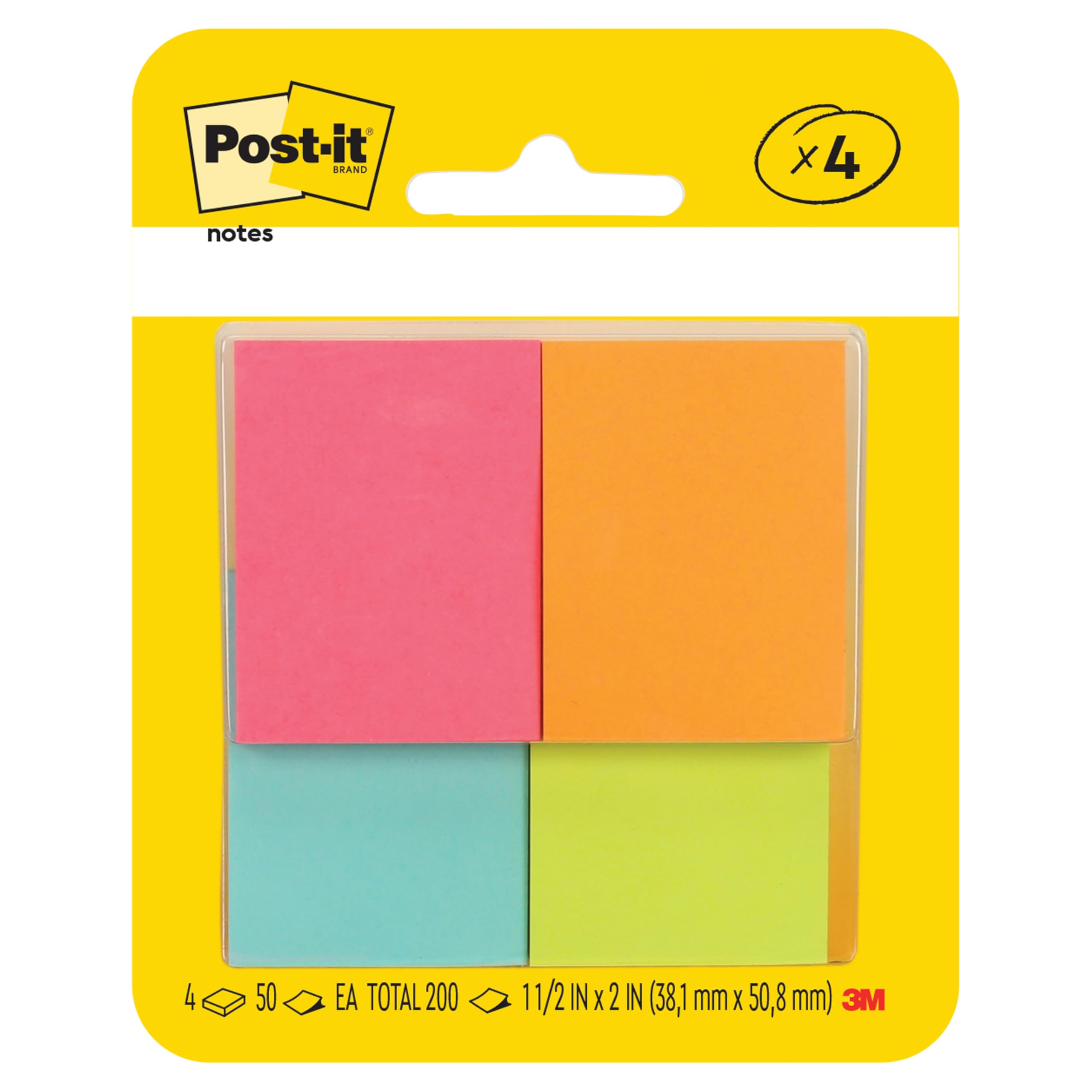 Post-it Notas Adhesivas, Colección Capetown, 3.8 cm x 5.1 cm, 4 pads ...
